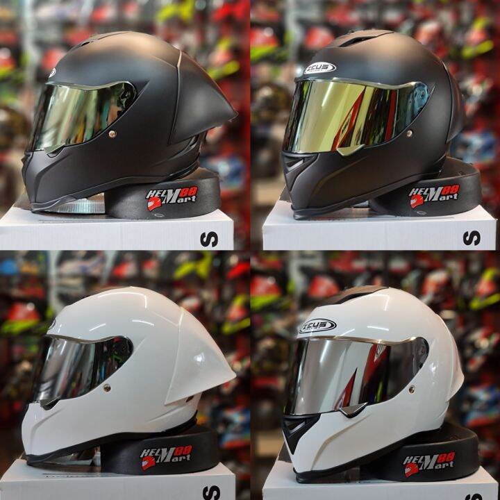 ZEUS 822B Paket Ganteng Flat Visor Helm Full Face ZS822 Paket Lengkap ...