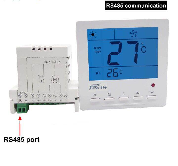 Digital MODBUS RS485 thermostat temperature controller with fan coil ...