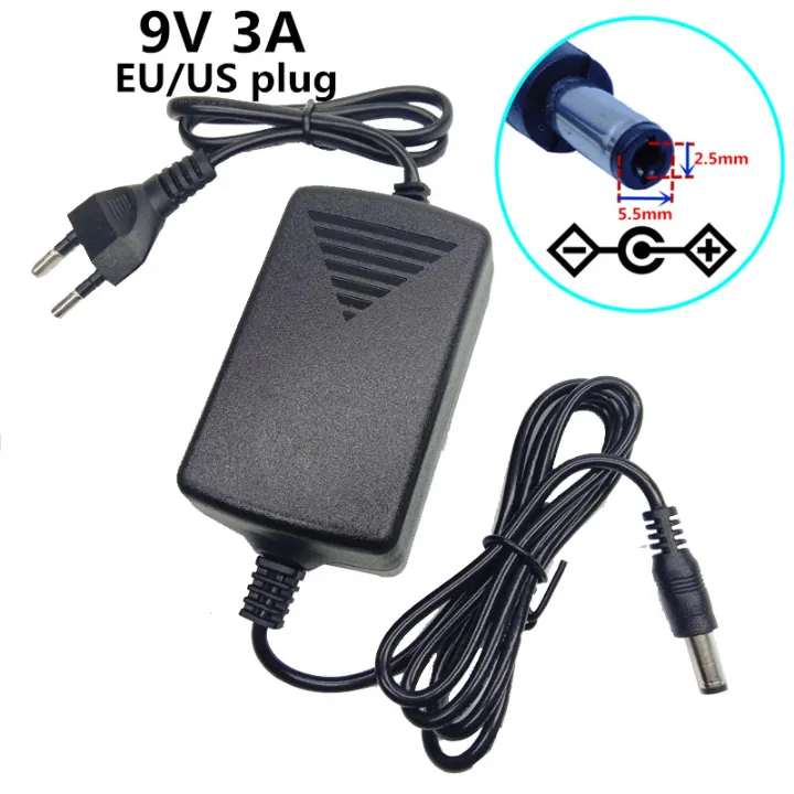 EU US Plug 9V 3A 9V3A 9 Volt DC power Supply Power ac adapter AC to 9V ...