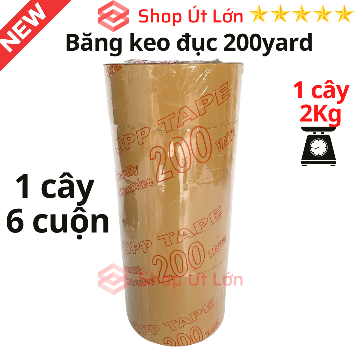 Băng keo trong, đục 200yard, nặng 2kg, rộng 4.7cm, lõi giấy 5mm. Mua từ 4 cây được kèm dao cắt ...