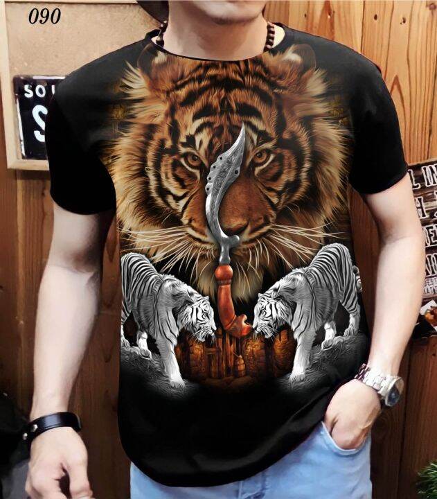 Baju Laki Laki / Kaos Distro Dewasa Motif Macan Putih Taring | Lazada ...