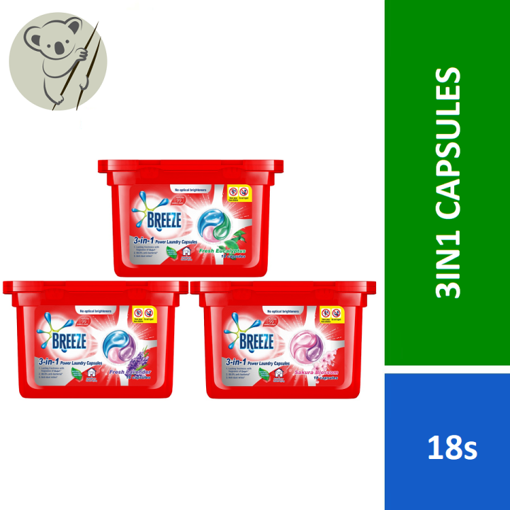 18s / 40s Breeze 3in1 Capsule Detergent Laundry Capsules Sakura Blossom ...