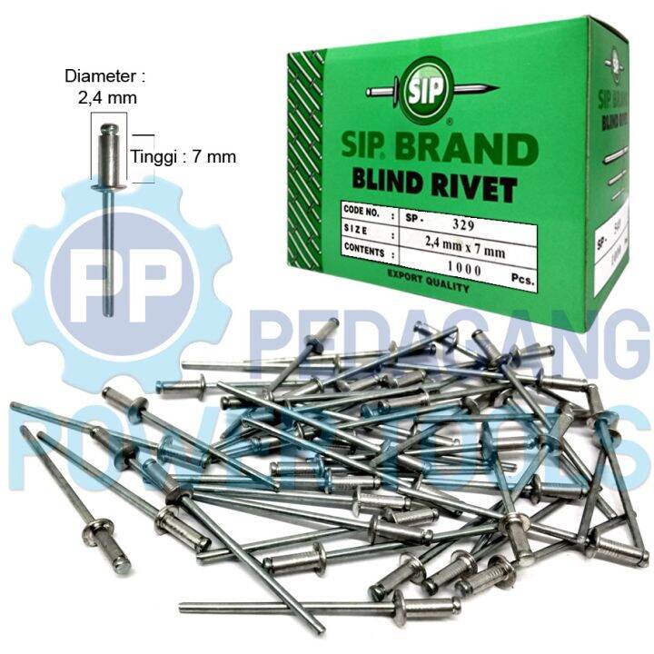 SIP 329 PAKU RIVET 2.4 x 7 MM BLIND RIPET RIFET TEMBAK 1 PAK 1.000 PCS ...