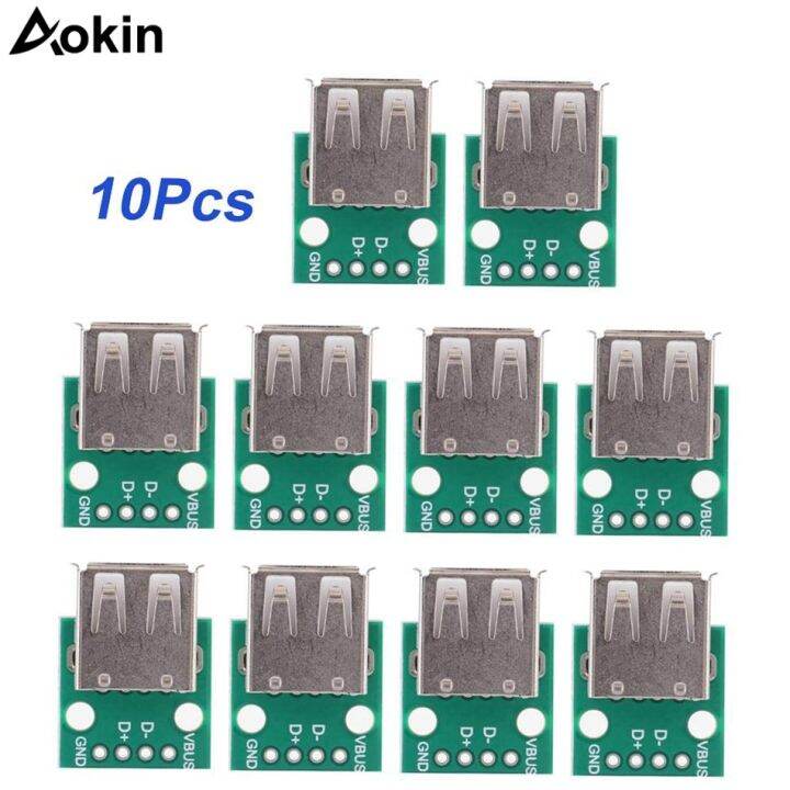 USB Type A Female Socket Breakout Board 2.54mm Pitch Adapter Connector ...