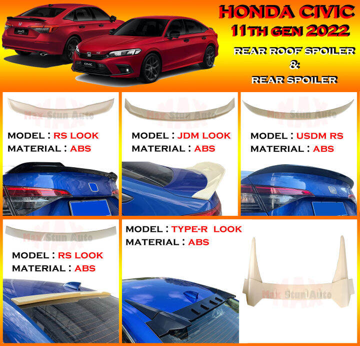 HONDA CIVIC FE 2022 11th GEN REAR TRUNK SPOILER DUCKTAIL & REAR ROOF ...