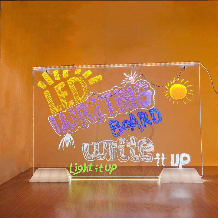 Erasable Transparent Luminous Acrylic Notepad Tips Message Board with ...