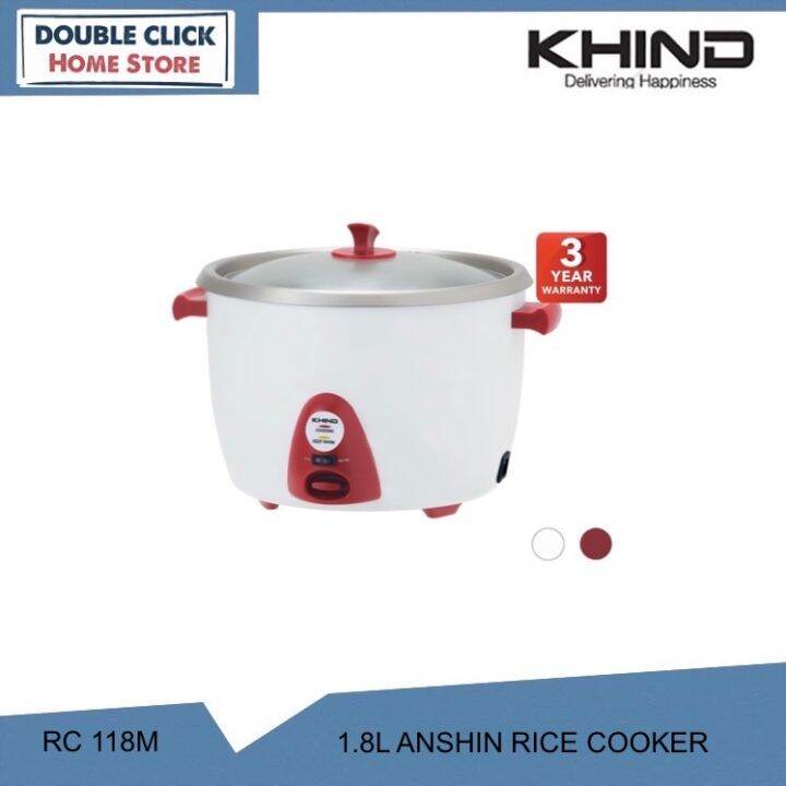 KHIND RC118M 1.8L Anshin Rice Cooker with Smart switch & Steam Tray ...