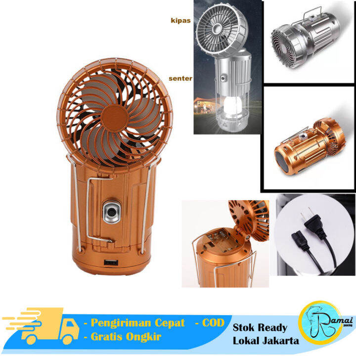Lampu kipas senter led listrik multifungsi emergency camping lampu ...