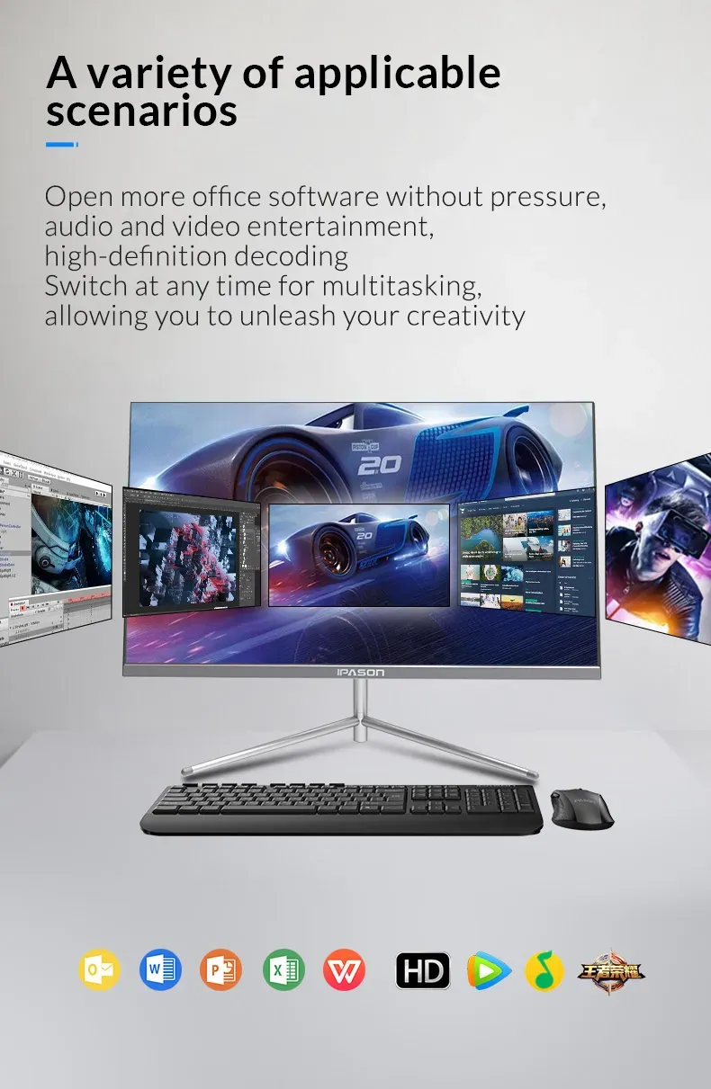 IPASON Intel 4 Core A3 N5095 23.8″ 1920 x 1080 256 GB SSD 8GB With Free Wireless Keyboard ...