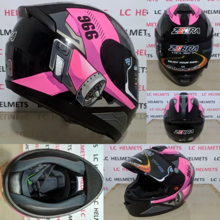 ORIGINAL ZEBRA FULL FACE Helmet Matte Pink Red Grey | Lazada PH