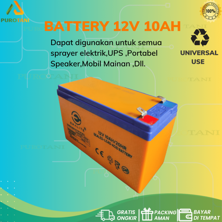 Aki Kering 12V-10AH ERALITE 6-DFM-12 SEALED LEAD ACID BATTERY | Lazada ...