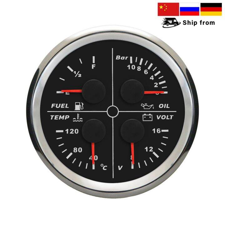 Waterproof 4 in 1 Multi-function 85mm Gauge Oil Pressure Fuel Level ...