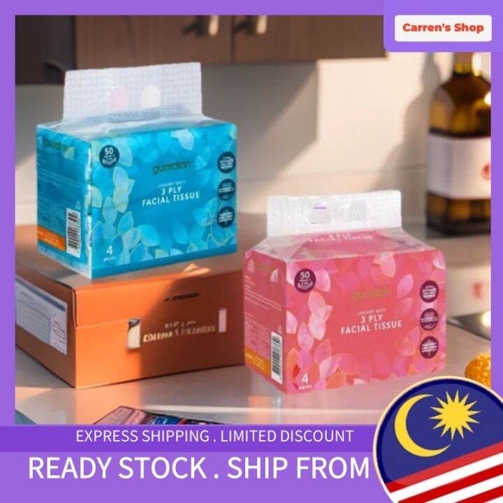 Guardian Luxury Soft Facial Tissue 3Ply 50's Blue/Red Tissue Paper | Lazada