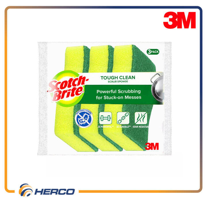 3M Scotch Brite Tough Clean Anti Bacteria Scrub Sponges 3pc/VP | Lazada PH