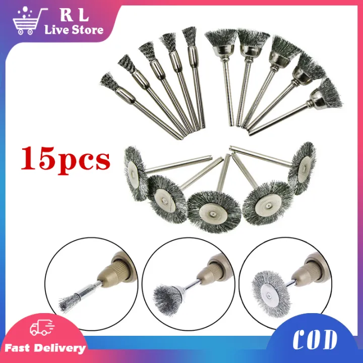 15pcs Wheel Wire Brush Disc Set For Power Engraver Drill Wheel Grinder ...