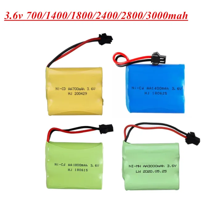3.6V 700mah 1400mah 1800mah 2800mah 3000mAh NiCD Battery AA 3.6V For RC Toy Car TANK Trucks ...