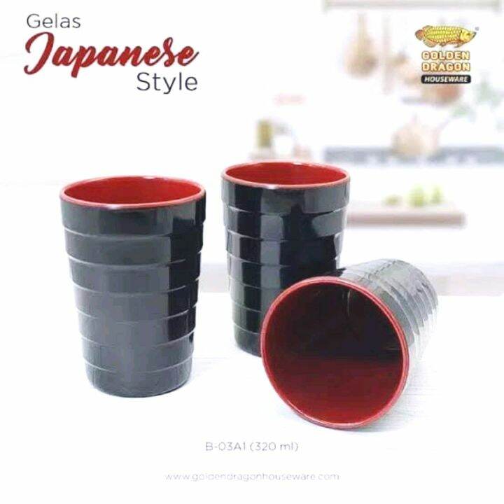 Gelas Melamin Golden Dragon | Gelas Dua Warna | Gelas Teh | Gelas Ocha ...