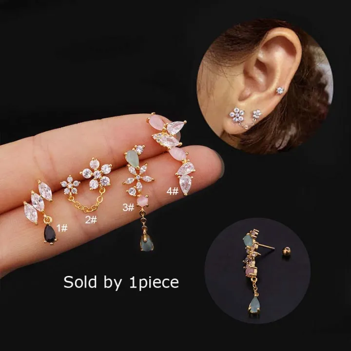 1piece Stainless Steel 20G Helix Pinna Piercing Cartilage Earrings Stud ...