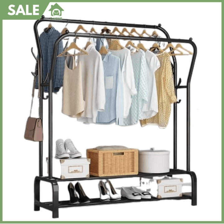 DH Steel Garment Rack Double Rail Clothing Garment Rack Heavy Duty ...