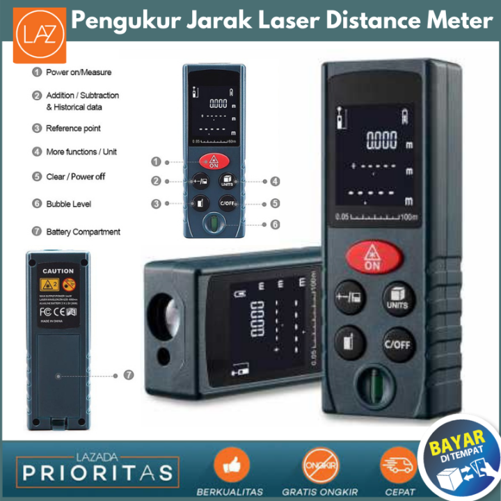 bISA BAYAR DITEMPAT Pengukur Jarak Laser Distance Meter / Meteran ...