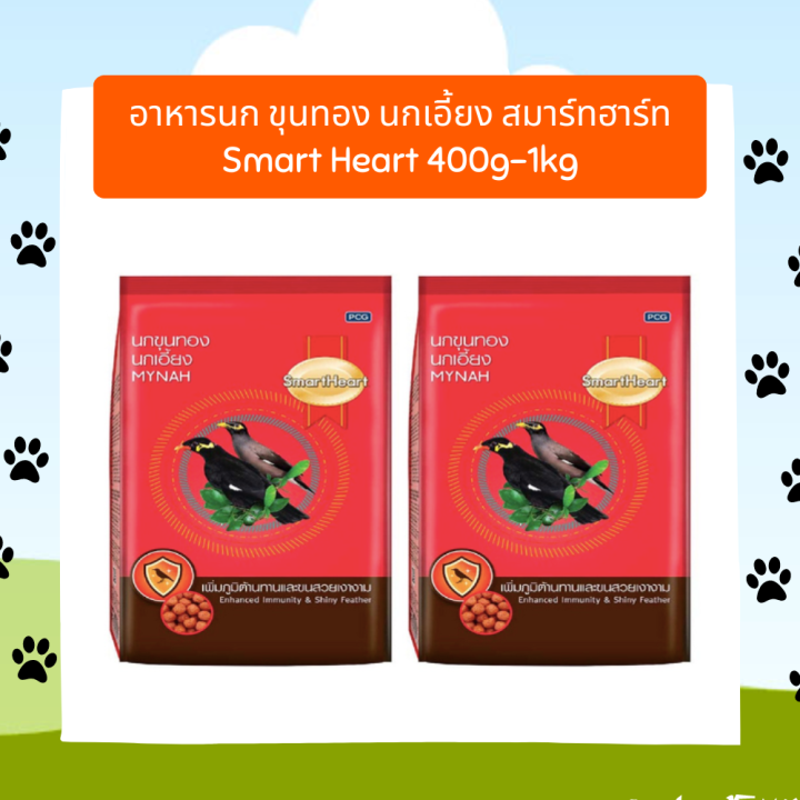 อาหารนก ขุนทอง นกเอี้ยง สมาร์ทฮาร์ท Smart Heart 400g-1kg | Lazada.co.th
