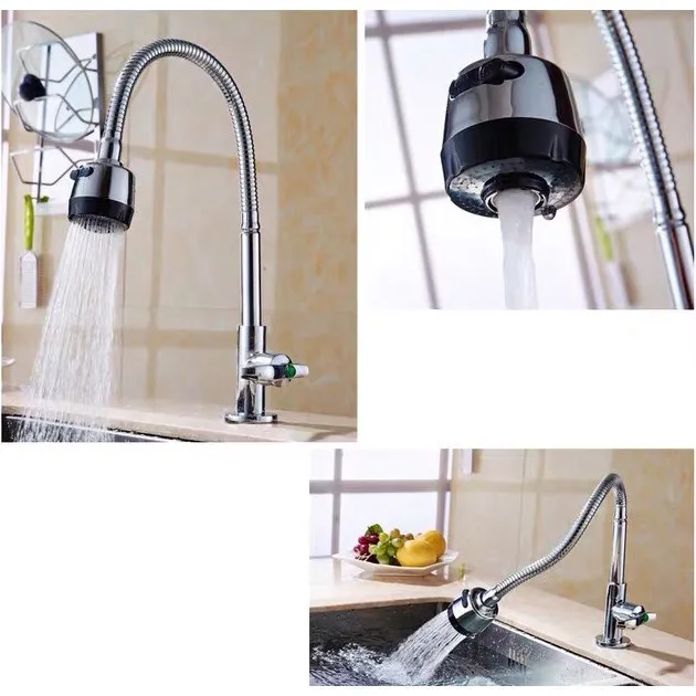☬Y2 Stainless Steel 360° Flexible Faucet with Sprayer Single Cold ...
