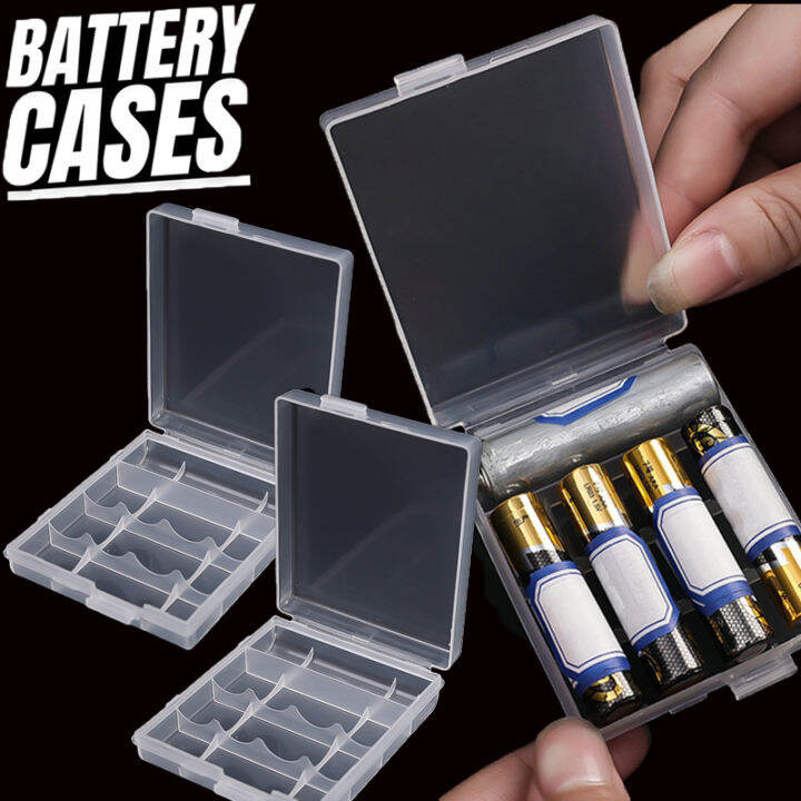 Clear Plastic Battery Organizer Box 4 Slots Safe Battery Storage ...