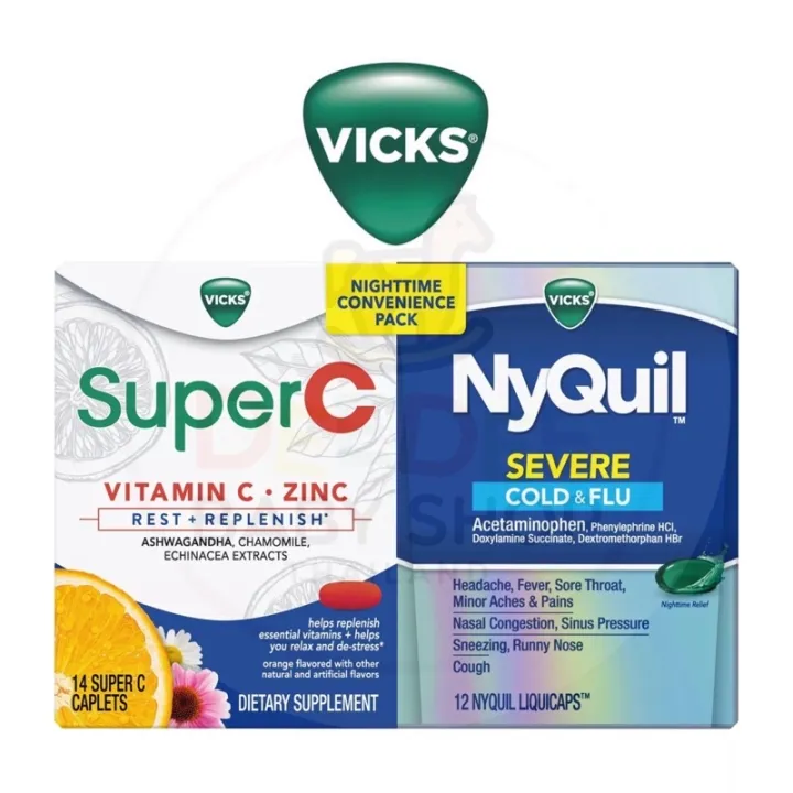 🌟Ready to Ship🌟 Vicks Super C + NyQuil SEVERE Cold & Flu Nighttime ...