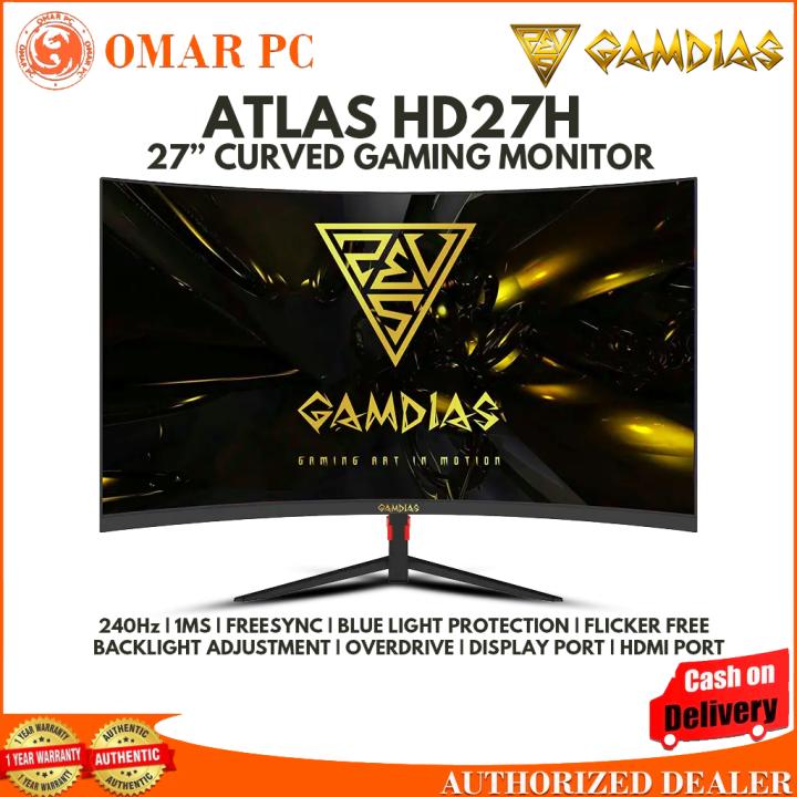 Gamdias Atlas HD27H 27" 240Hz VA Curved Screen Display, Freesync Gaming ...