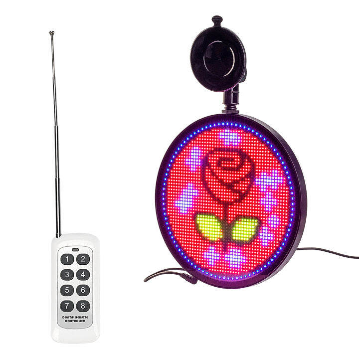 Round Car Led Display Board 12V Scrolling Information WiFi Input Preset ...