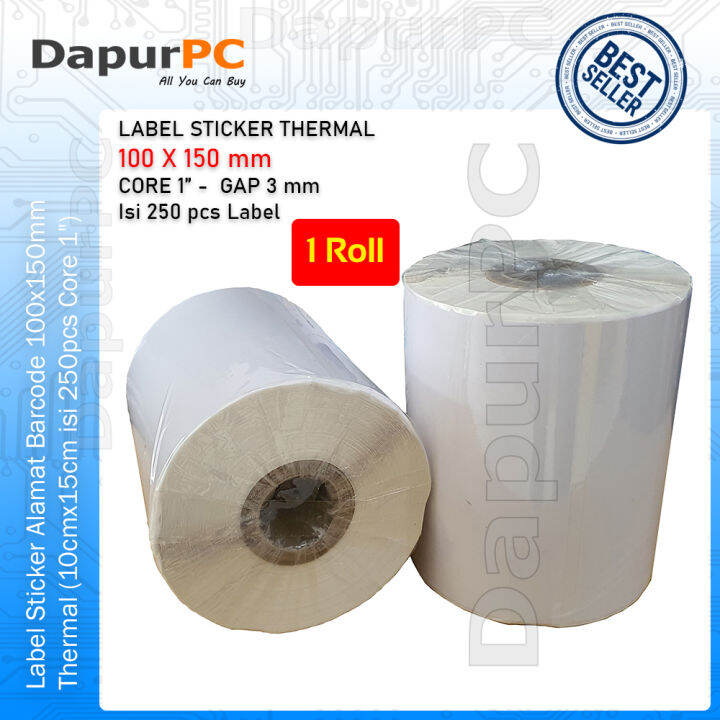 Kertas Label Sticker Thermal Barcode Alamat 100x150mm 10x15cm 250Pcs Core 1" | Lazada Indonesia