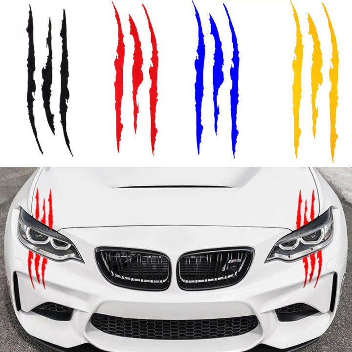 1/2PCS Car Stickers Reflective Monster Claw Marks Scratch Stripe Marks ...