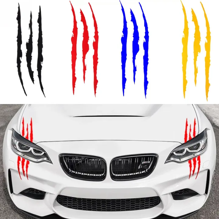 1/2PCS Car Stickers Reflective Monster Claw Marks Scratch Stripe Marks ...