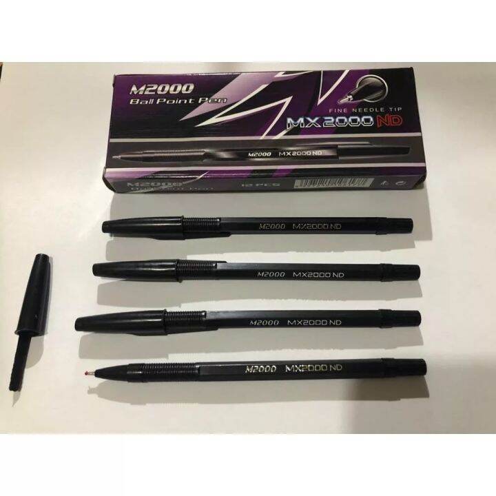 1PACK 12PCS mx2000nd BOLPOIN HITAM PULPEN TINTA TEBAL | Lazada Indonesia