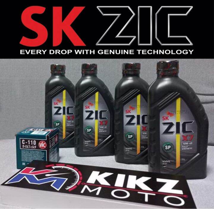 SK ZIC X7 10W-40 Fully Synthetic Gasoline 4L w/ Vic Oil Filter C110 (TOYOTA VIOS/RUSH/ALTIS ...