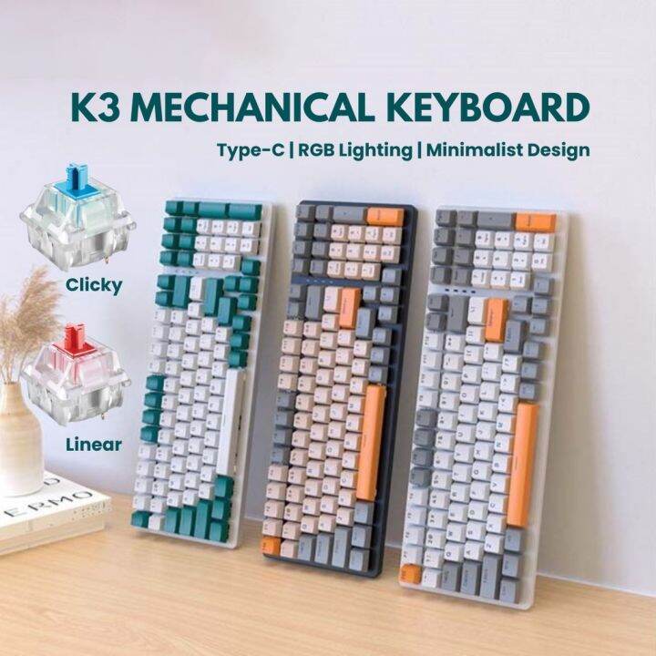 (COD) hsrre717bfv3 K3 K6 Mechanical Keyboard 98 Keys Type-C Wired 2.4G ...