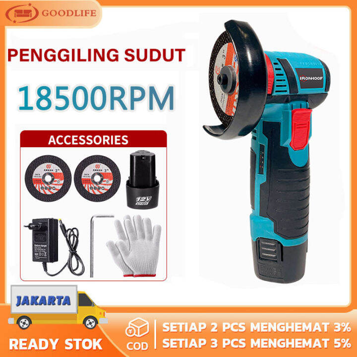 12V Angle Grinder Mini Brushless Penggiling Sudut Listrik 19500Rpm ...