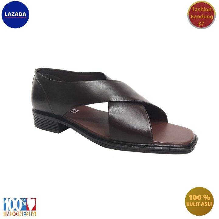 Sepatu sandal pria kulit model kenip silang untuk bapak bapak | Lazada ...
