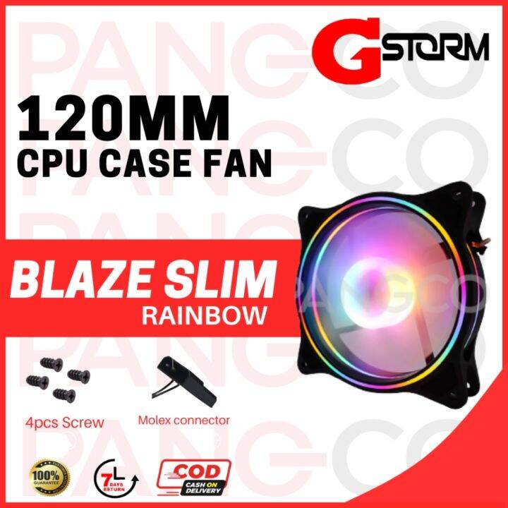 Gstorm BLAZE SLIM 120mm PC CPU Computer Case Cooling Fan Rainbow/Green ...