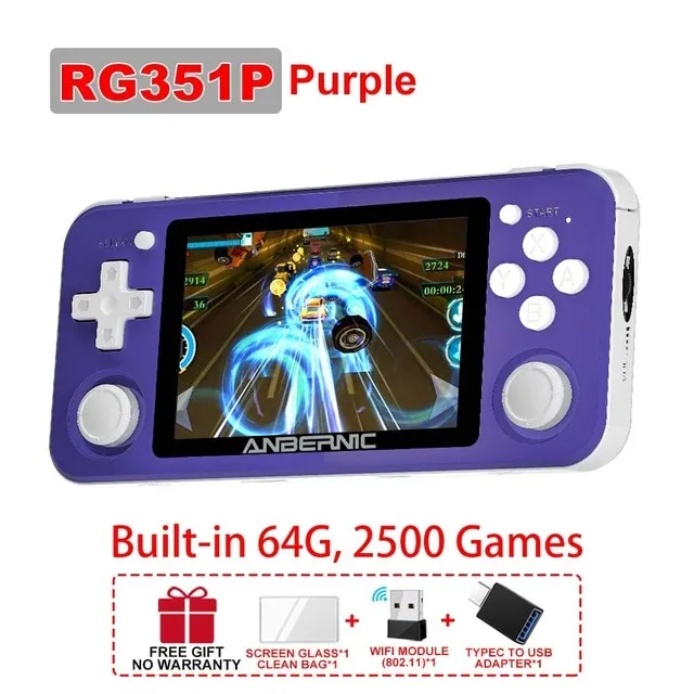 ANBERNIC RG351M RG351P ย้อนยุควิดีโอเกมคอนโซลอลูมิเนียมเชลล์2500เกมแบบพกพาคอนโซล RG351มือถือ ...