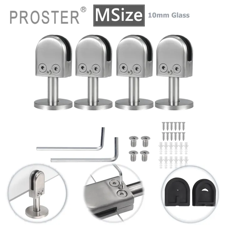Proster 4x Stainless Steel 304 Glass Clip Clamp Support Bracket Flat ...