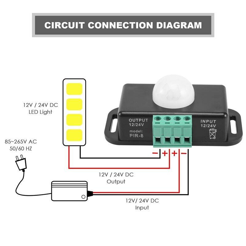 Motion Sensor Switch, 12V 24V PIR Sensor LED Switch Controller for ...