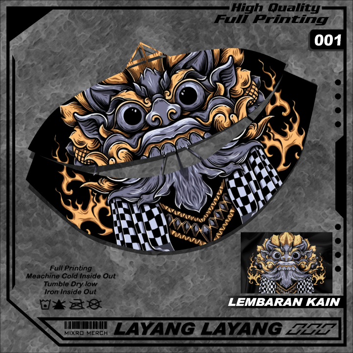 Sampul Kain Layangan Pegon Ceper Gampangan Motif Barong Bali Custom ...