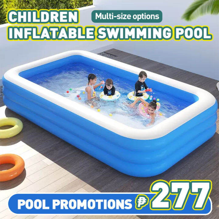 Inflatable Swimming Pools Adult/Kids Inflatable Rectangular Pump Home ...