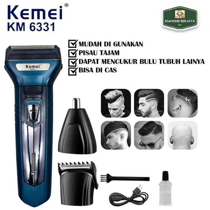 Kemei KM 6331 Alat Cukur Rambut Kumis Jenggot Elektrik Mesin Profesional Hair Clipper Cordless ...