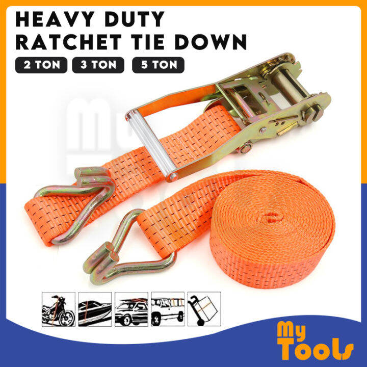 1.6 X 10M Heavy Duty Ratchet Tie Down Cargo Lashing Belt Strap Ikat ...