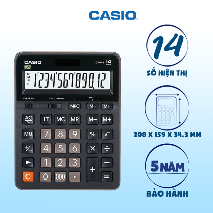 Máy Tính Casio GX-14B chính hãng, hiển thị 14 số, màn hình to rõ, tính toán chính xác, nhiều ...