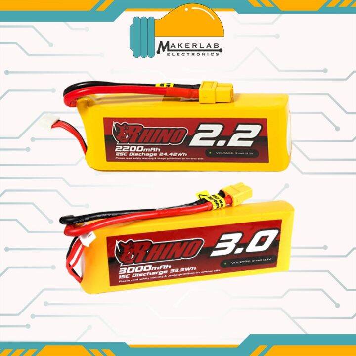 Rhino 2200mAh 3000mAh 3S Lithium Polymer LiPo RC Battery Pack with XT60 ...