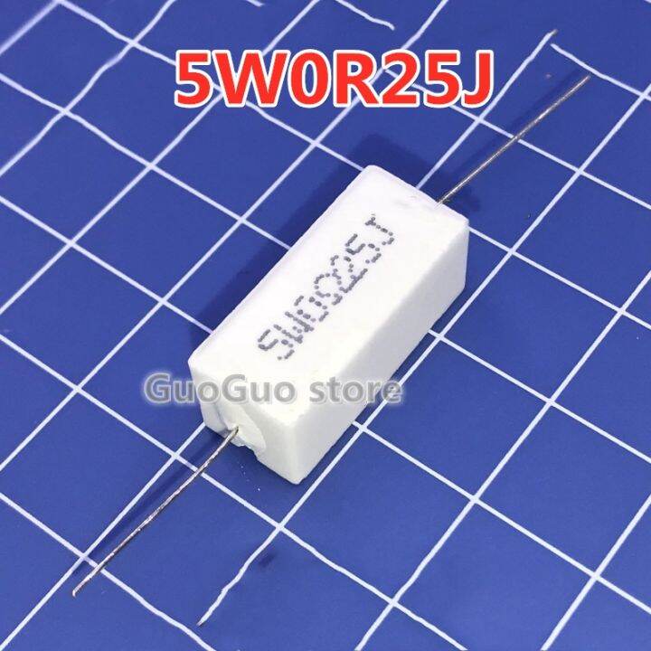 10pcs 5W0R25J 0.25R cement resistor 5W 0.25 ohm white ceramic wire ...