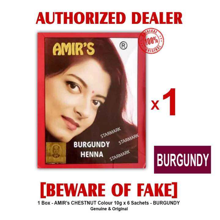 Amirs Hair Color BLACK HENNA, CHESTNUT, BROWN, BURGUNDY, 10g x 6 ...